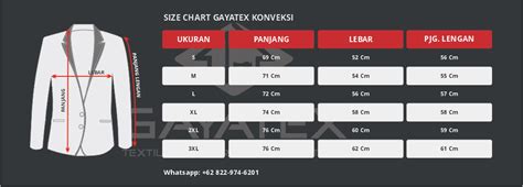 Size Chart Gayatex Konveksi