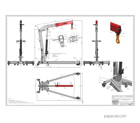 Workshop Crane 2d Cad Plans Created In Autodesk Inventor Crane Design