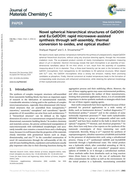 Pdf Novel Spherical Hierarchical Structures Of Gdooh And Eugdooh