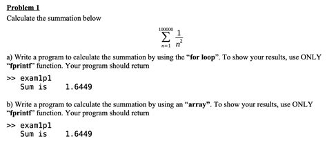 Solved Problem 1 Calculate The Summation Below ∑n1100000n21