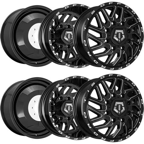 Set 6 Tis 544bm Dually 20x825 8x65 127mm Black Milled Wheels Rims