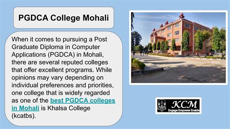 Pgdca College Mohali By Khalsa College Asr Of Technology And Business