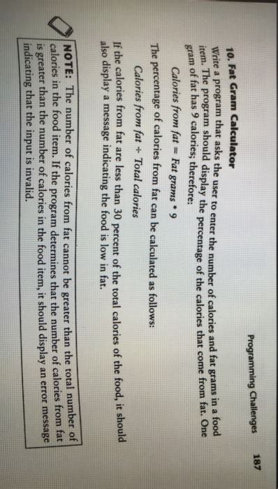 Solved Programming Challenges 187 10 Fat Gram Calculator