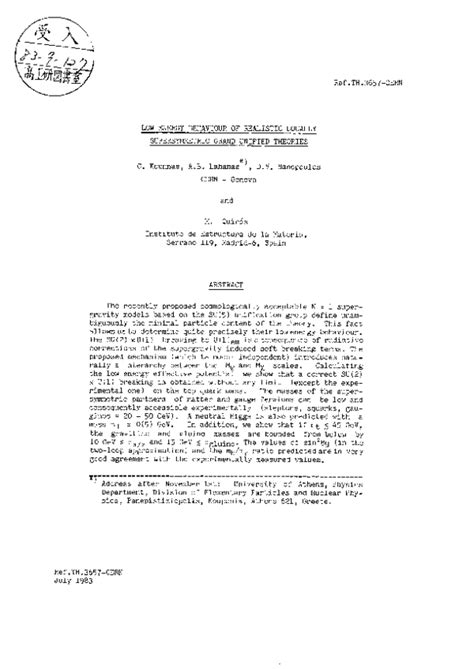 Pdf Low Energy Behaviour Of Realistic Locally Supersymmetric Grand Unified Theories