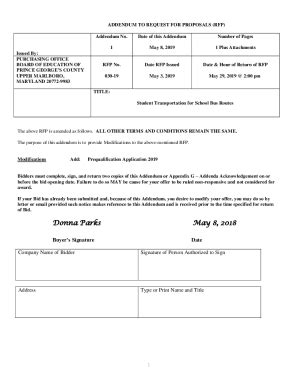Fillable Online ADDENDUM TO REQUEST FOR PROPOSALS RFP Addendum Date Of This Addendum Fax