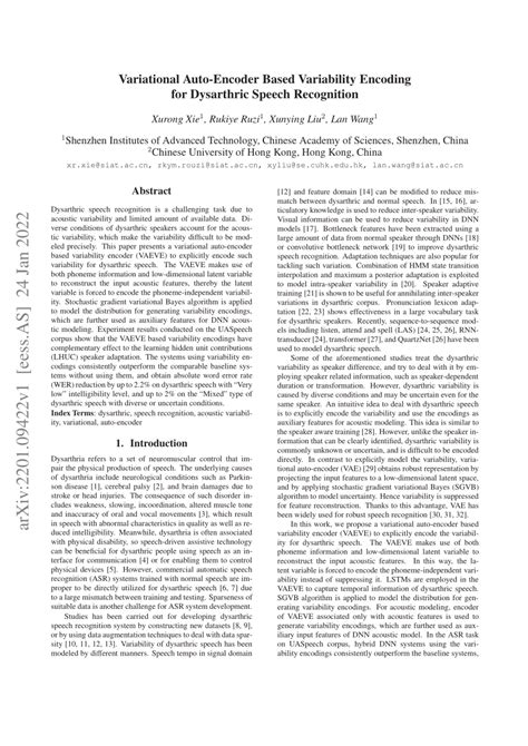 Pdf Variational Auto Encoder Based Variability Encoding For