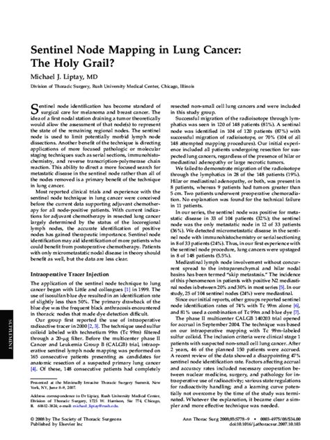 Pdf Sentinel Node Mapping In Lung Cancer The Holy Grail