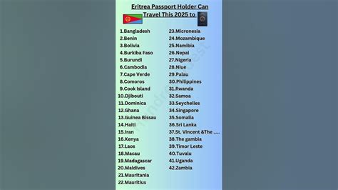 Eritrean Passport Can Travel This 2025 Shorts Short Shortvideo