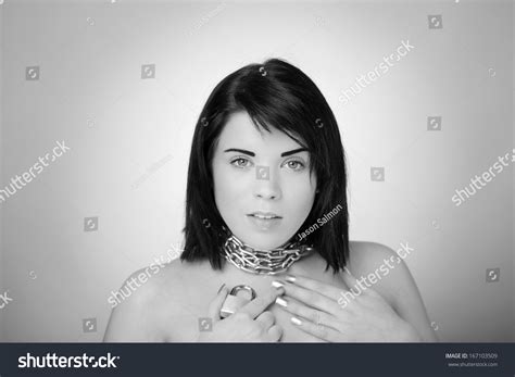 Portrait Sexy Woman Chain Wrapped Around Stock Photo 167103509 Shutterstock