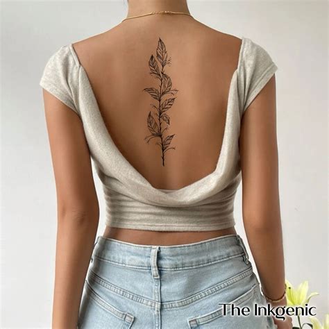 Foliage Spine Tattoo Temporary Tattoo Fake Tattoo Nature Tattoo