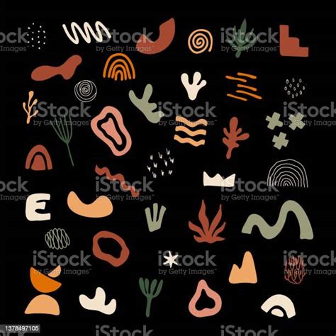 추상 모양 컬렉션입니다 손으로 그린 다양한 기하학적 개체와 낙서 요소의 집합 트렌디한 보헤미안 스타일의 벡터 일러스트 0명에