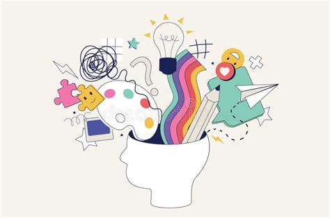 Creative Process Concept In Flat Neo Brutalism Design For Web Vector Illustration Stock