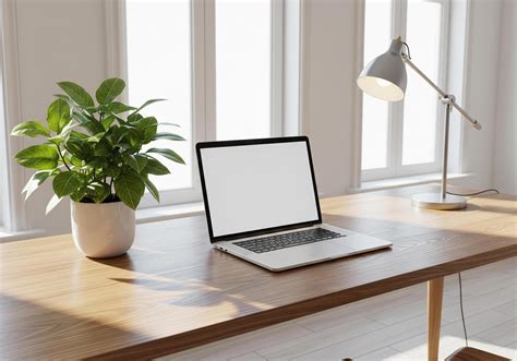 Ultra 4k Minimalist Modern Workspace With Laptop And Indoor Plants