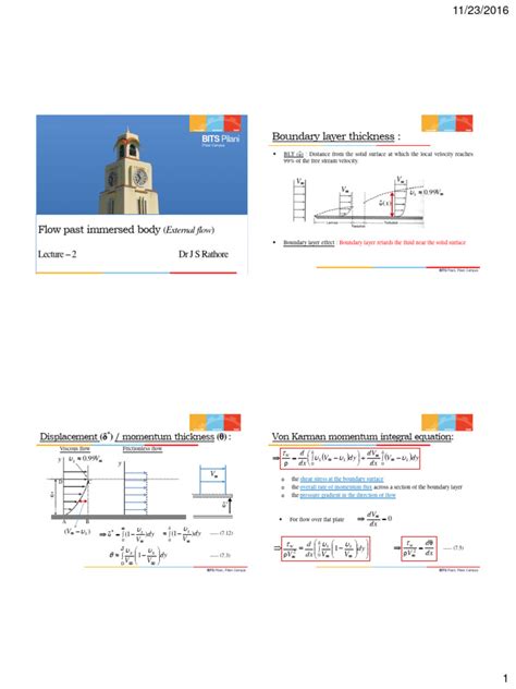 Chapter 7 External Flows Lecture 2 And 3 Pdf Boundary Layer