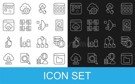 Set Line Browser Files Network Cloud Connection Hard Disk Drive Hdd
