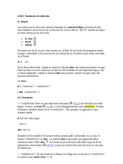 Sentencias De Control Pdf C Flujo De Control