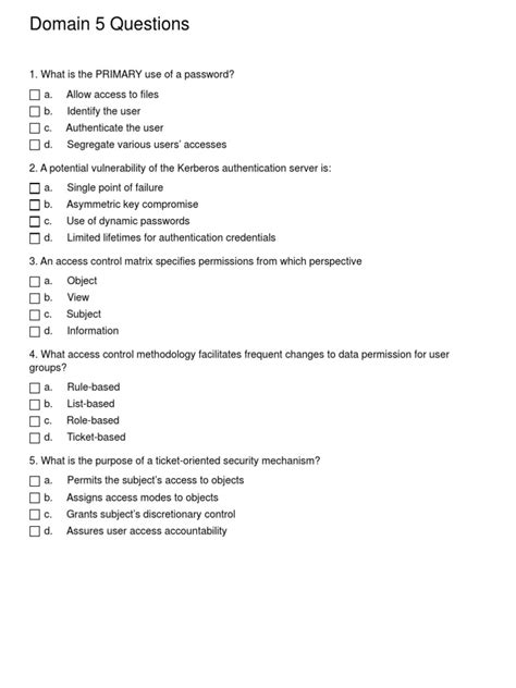Questions On Access Controls Authentication And Biometrics Pdf