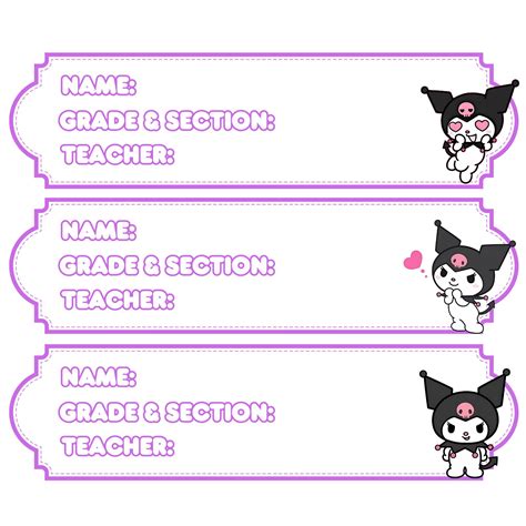 Hapi Shop Free Canva Editable Kuromi Subject Labels And Facebook