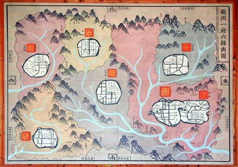 古徽州地图 古徽州地形图 古徽州六县全景 大山谷图库