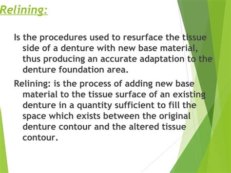 Relining And Rebasing Of Complete Dentures Ppt