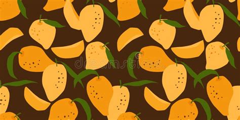 Vector Seamless Pattern With Mango Trendy Hand Drawn Textures Stock Vector Illustration Of