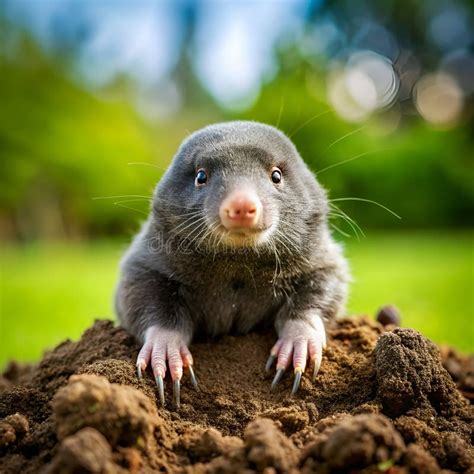 Close Up Of A Cute Mole Emerging From The Ground In A Lush Garden Ai