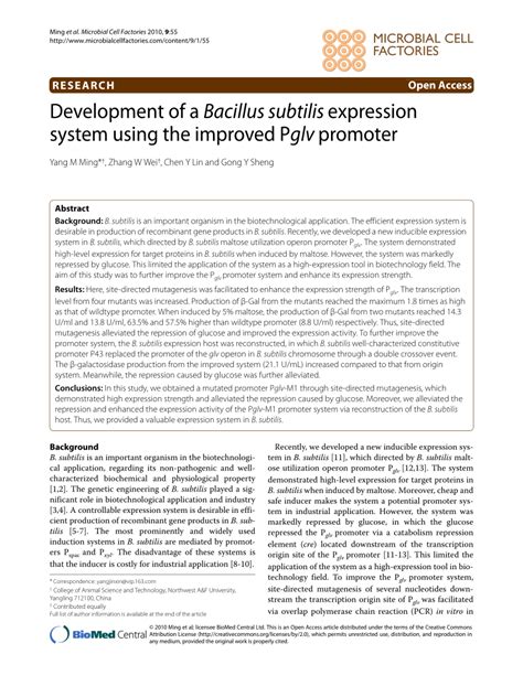 Pdf Development Of A Bacillus Subtilis Expression System Using The
