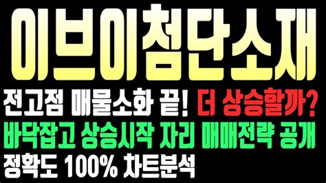 이브이첨단소재 전고점 매물소화 끝 더 상승할까 바닥잡고 상승시작 자리 너무좋은데 이브이첨단소재 이브이첨단소재주가 이