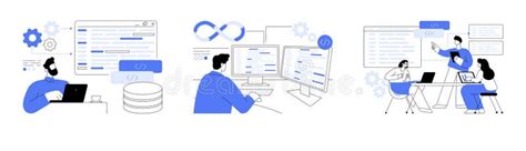 Back End Development Isolated Cartoon Vector Illustrations Se Stock