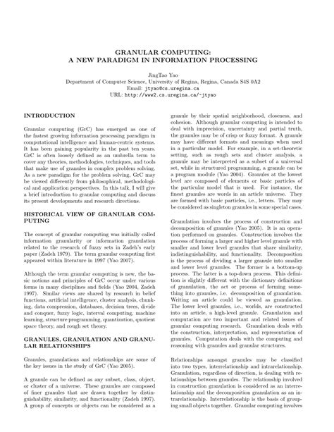 Pdf Granular Computing A New Paradigm In Information Processing