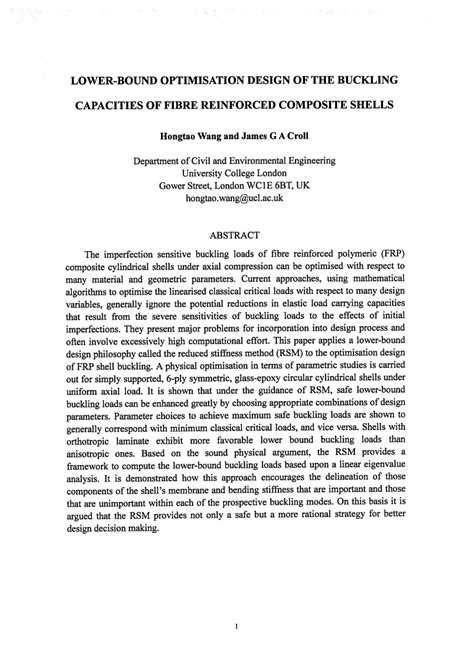 pdf lower bound optimisation design of the buckling capacities of