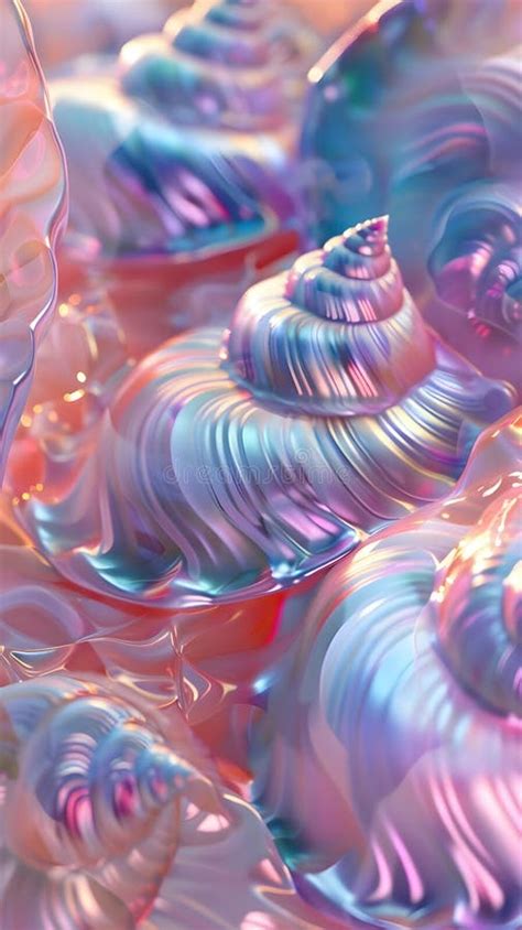 Shiny Pink And Blue Shells In A Beautiful 3d Design Stock Illustration Illustration Of Ocean