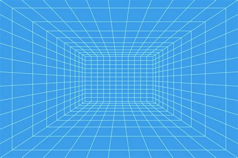 Grid Room In Perspective Vector Illustration In 3d Style Indoor