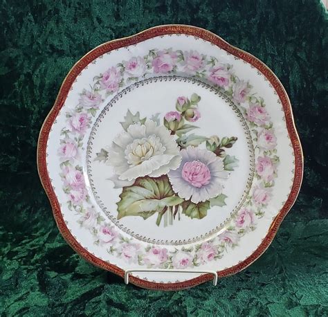 Antique Z S And C Mignon Bavaria Plate 9 12 Inches Diameter Pink Roses