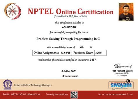 Ashutosh Mahindrakar On Linkedin Nptel Cprogramming Problemsolving