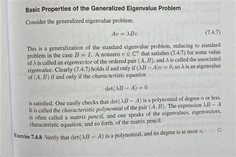Solved Basic Properties Of The Generalized Eigenvalue