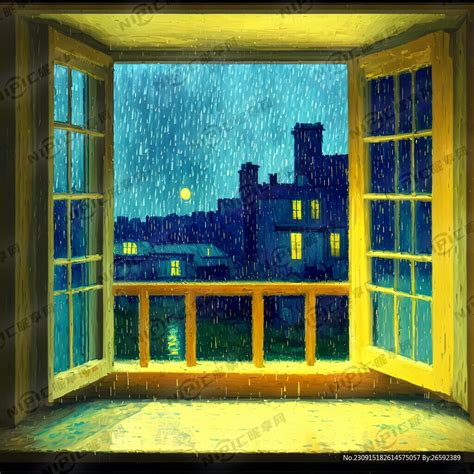 Ai创作图雨夜窗前 昵图网