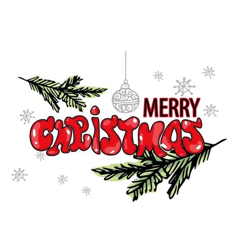 Merry Christmas Hand Drawn Lettering Banner Christmas Fir Tree Holiday