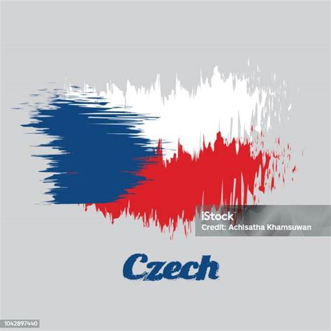 체코 공화국 흰색과 빨간색 호 이스트에 파란 삼각형의 2 개의 동등한 수평의 브러시 스타일 색상 플래그입니다 기에 대한 스톡 벡터 아트 및 기타 이미지 Istock