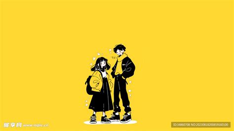 情侣简笔插画设计图 动漫人物 动漫动画 设计图库 昵图网