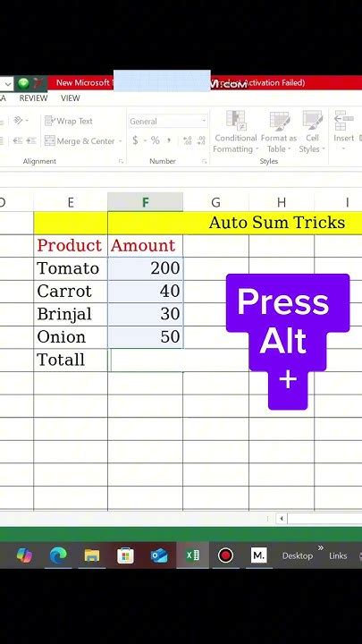 Auto Sum Shortcut Key How To Auto Sum Shortcut Ms Excel Excel
