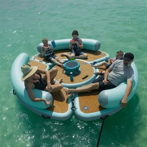 Floating Pontoon Dock Inflatable Platform Lounger Air Sofa Chair Inflatable Teak Plarform