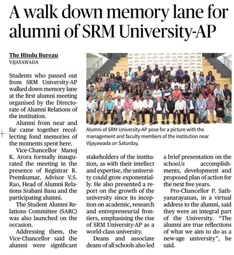 A Walk Down The Memory Lane 1st Alumni Day Held At Srm University Ap Srm University Ap