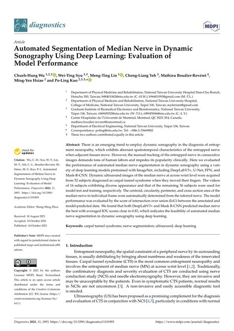 Pdf Automated Segmentation Of Median Nerve In Dynamic Sonography Using Deep Learning