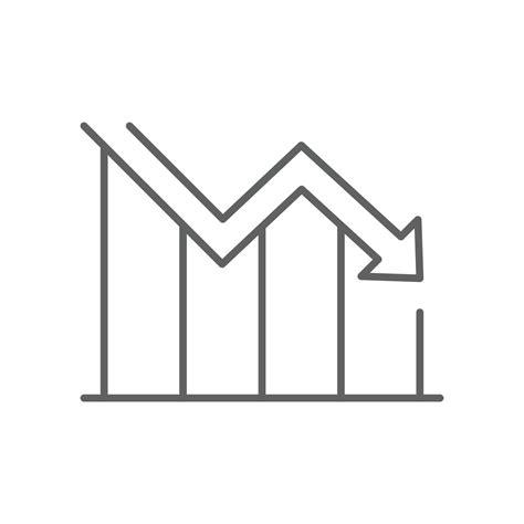 Outline Decline Chart With Downward Arrow Icon Business Loss Line Art