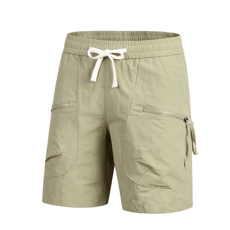 JUMESGU Shorts Men Men S And Big Men S Outdoor Performance Side Elastic Waist Short Khaki XXXL