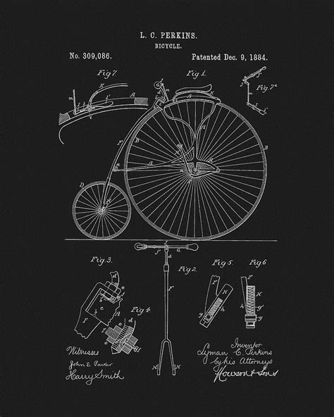 1884 Bicycle Patent Drawing By Dan Sproul Pixels