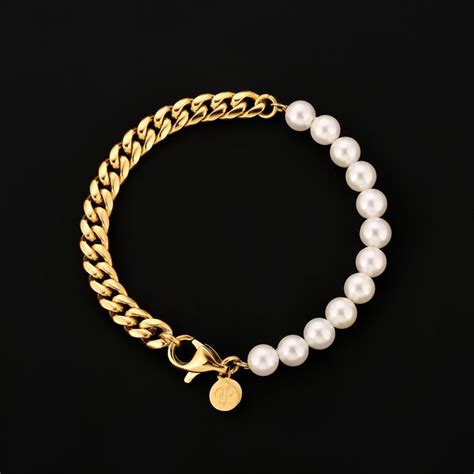 Mens Bracelets Shell Pearl Bracelet Men 6mm Mens Pearl Bracelet Mens Gold Bracelet Mens