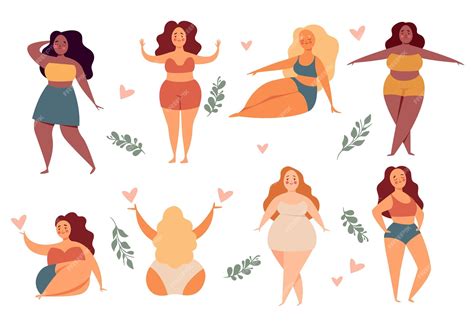 Premium Vector Body Positive Woman Female Isolated Set Concept Design