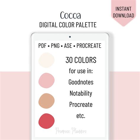 Cocoa Digital Color Palette Color Chart Goodnotes Tool Etsy